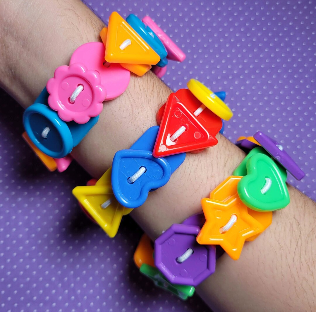 BUTTONS Bracelet Single Kidcore Rave Festival Colorful - Etsy