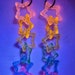 Rainbow Chain Link Earrings. Choose Hearts or Stars Glitter - Etsy