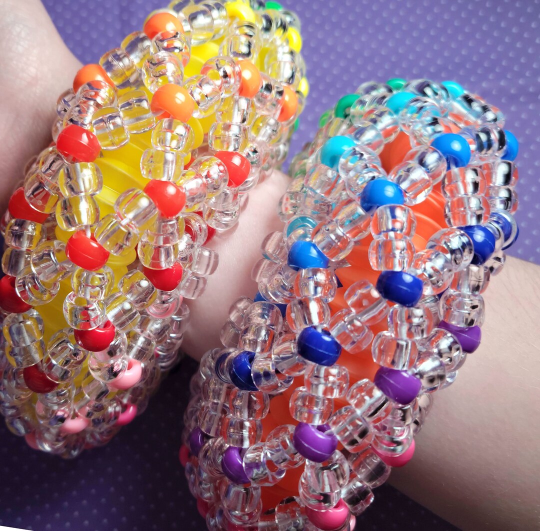 Kidcore Pop Tube Kandi Cuff Rainbow and Clear Cage Over a Pop - Etsy