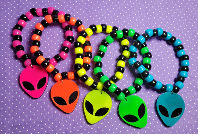 NEON Alien Single Kandi Bracelet Various Colors to Choose - Etsy