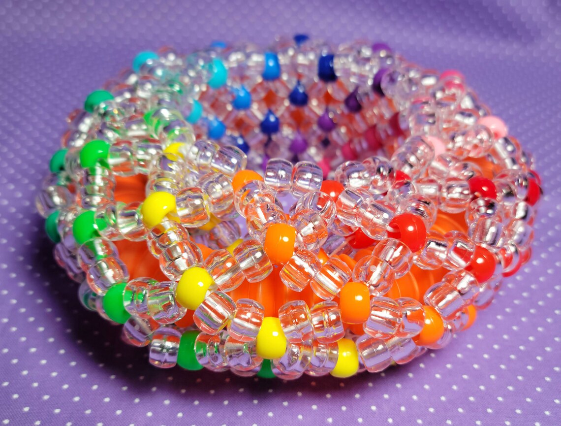 Kidcore Pop Tube Kandi Cuff Rainbow and Clear Cage Over a Pop - Etsy