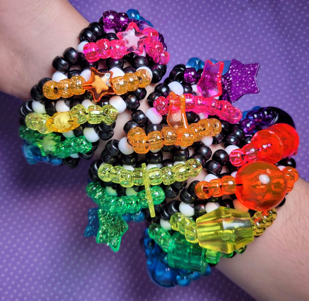 KANDI CUFF Rainbow, Stars, Chunky Beads, Choose Your Favorite Choose ...