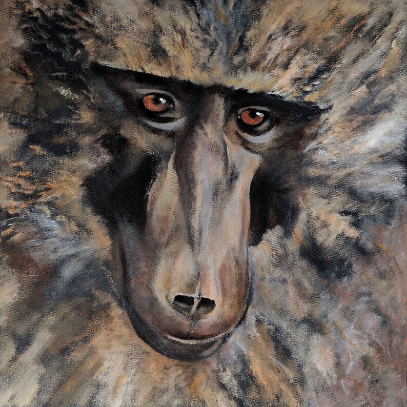 Baboon - 8.5 X 11" Print From Original Acrylic Painting - Etsy