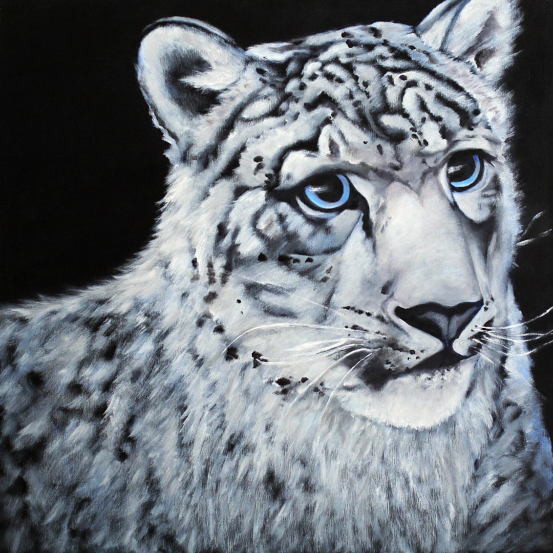 Snow Leopard Painting - 8.5 X 11" Print From Original Acrylic Painting ...