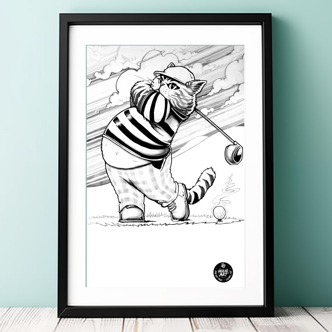 Catty Shack Poster, Golfing Cat Print, Presidential Debate, Golf Swing ...