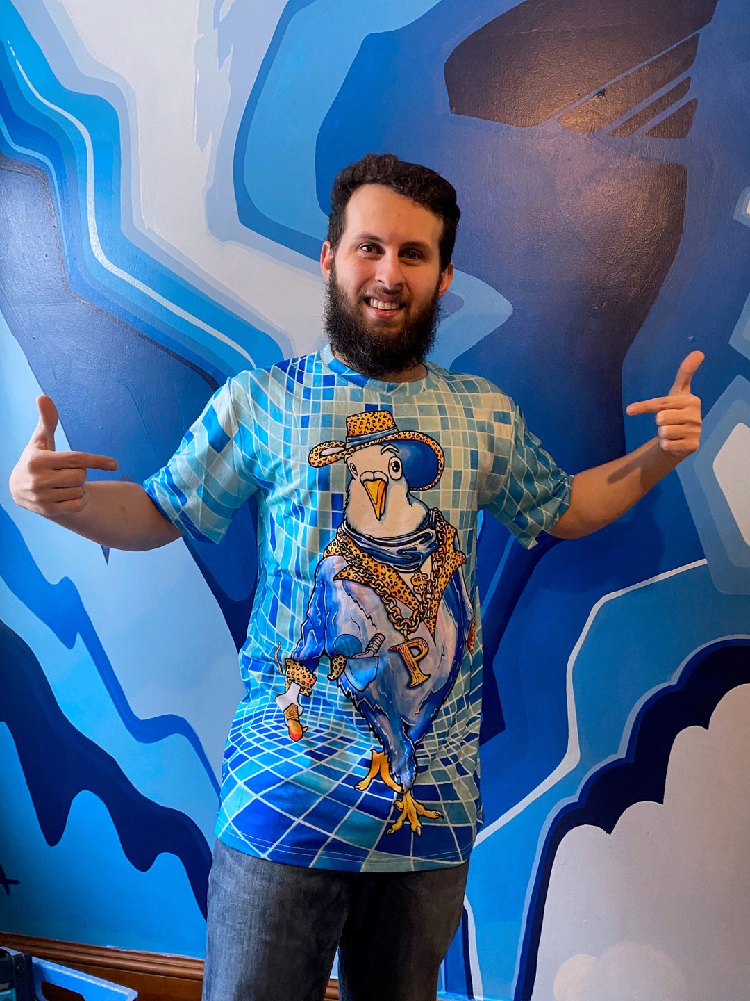 Plump Pimp Pigeon Tee, Pigeons Playing Ping Pong, Sublimated Shirt, All ...