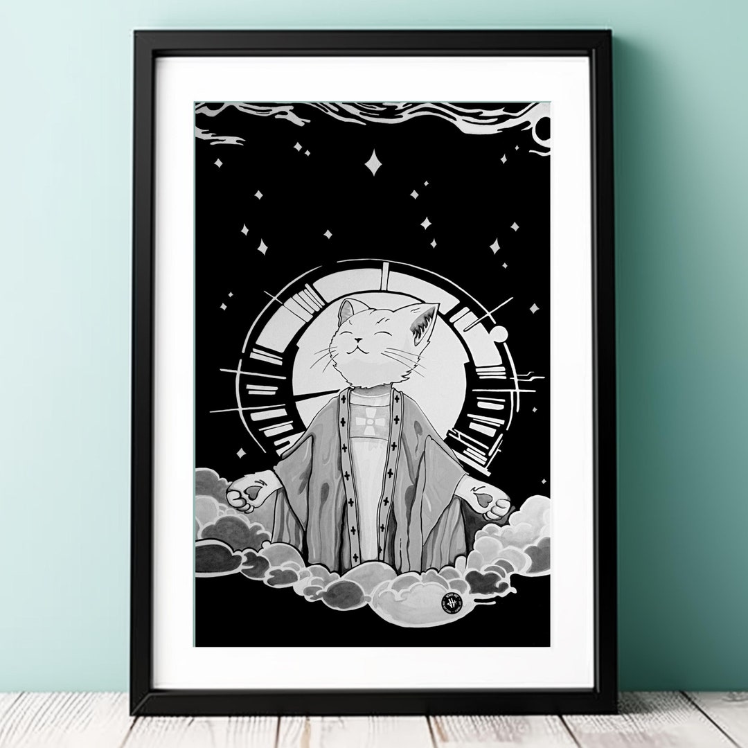 Purrayer Cat, Priest Cat Wall Art, Holy Cat Wall Decor, Piety Kitten ...