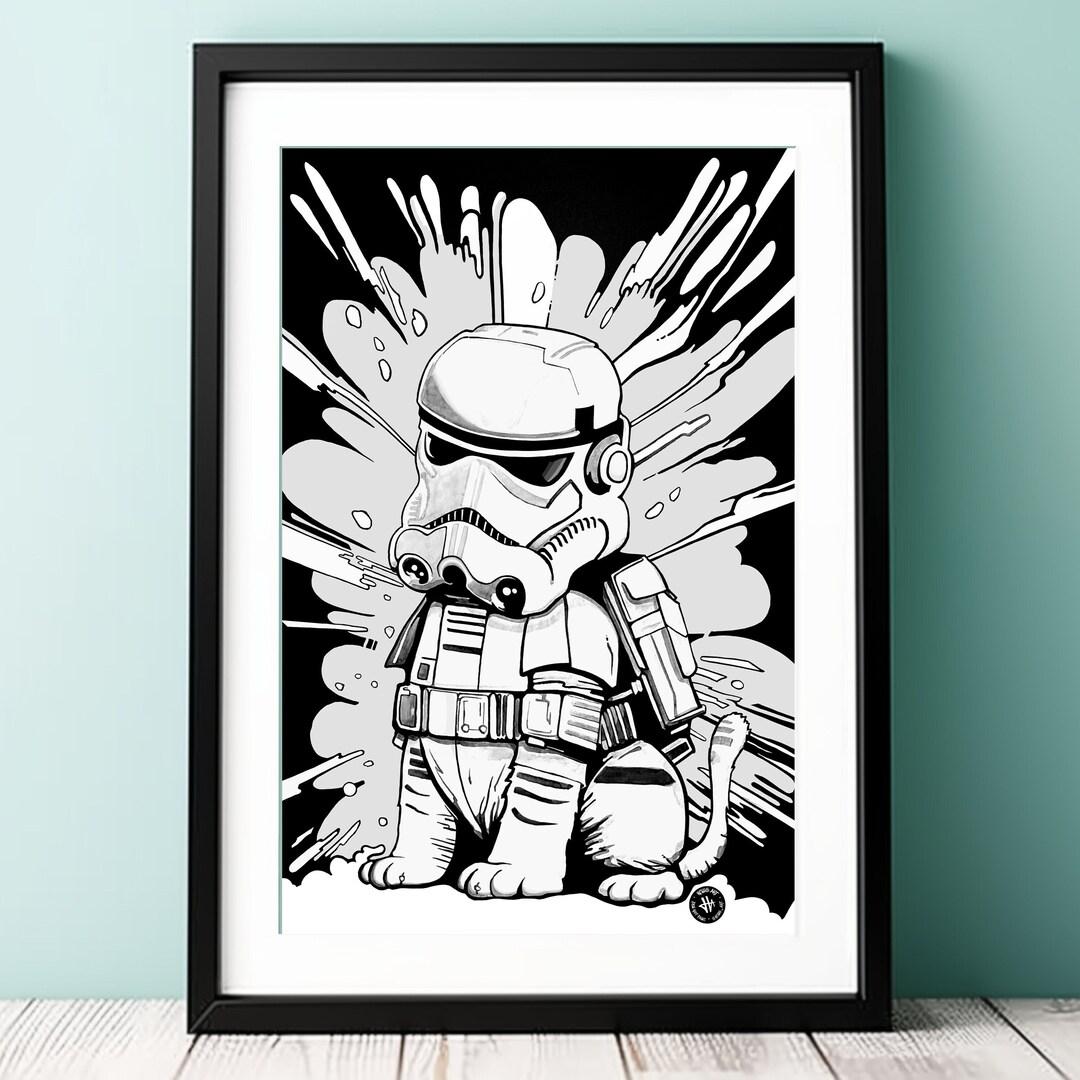 Stormtrooper Cat Poster, Cat Trooper Star Wars Fan Art, Stormtrooper ...