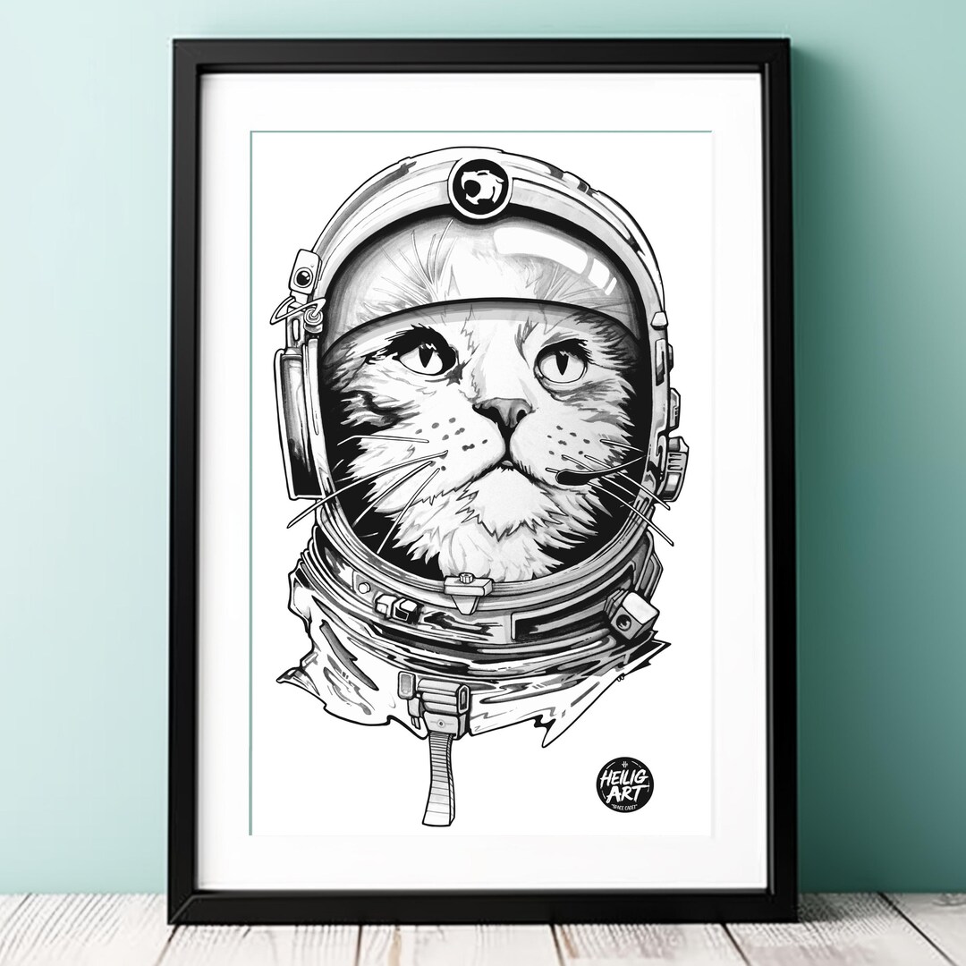Space Cadet Poster, Catstronaut Print, Cat Astronaut, NASA, Astro Kitty ...