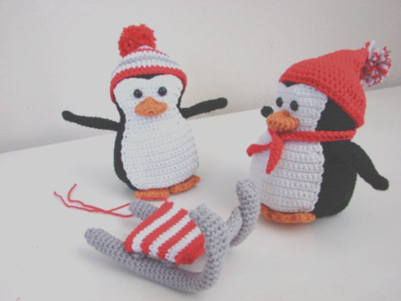 Penguin and sled crochet pattern winter amigurumi animal | Etsy