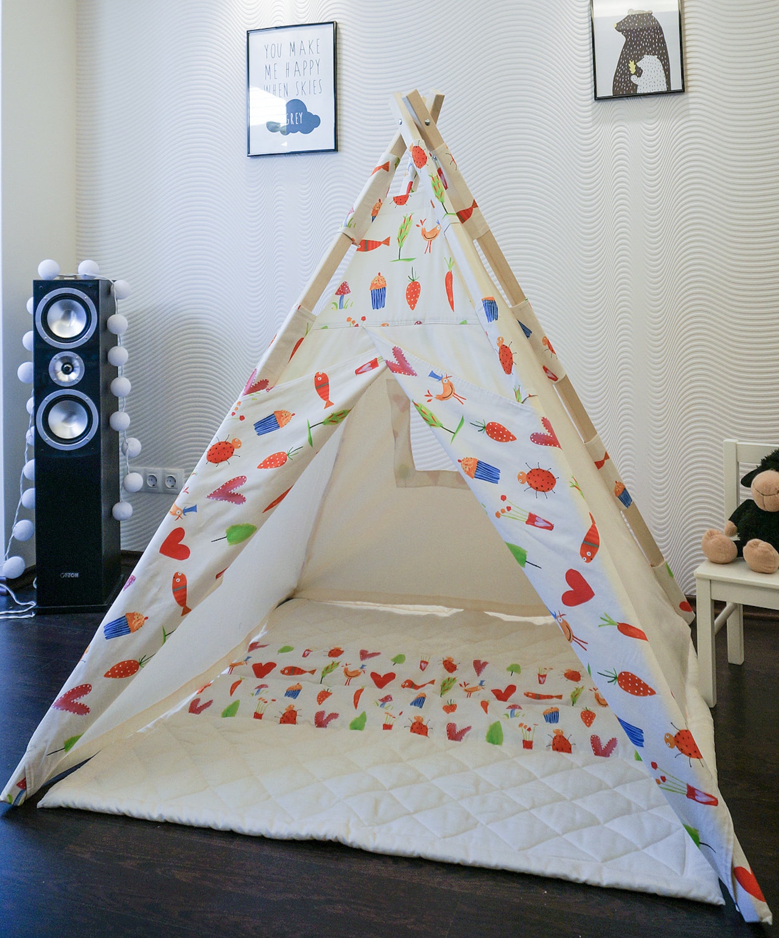 Kinder-Tipi-Zelt Spielhaus MadLove grün Stöcke Play Mat | Etsy