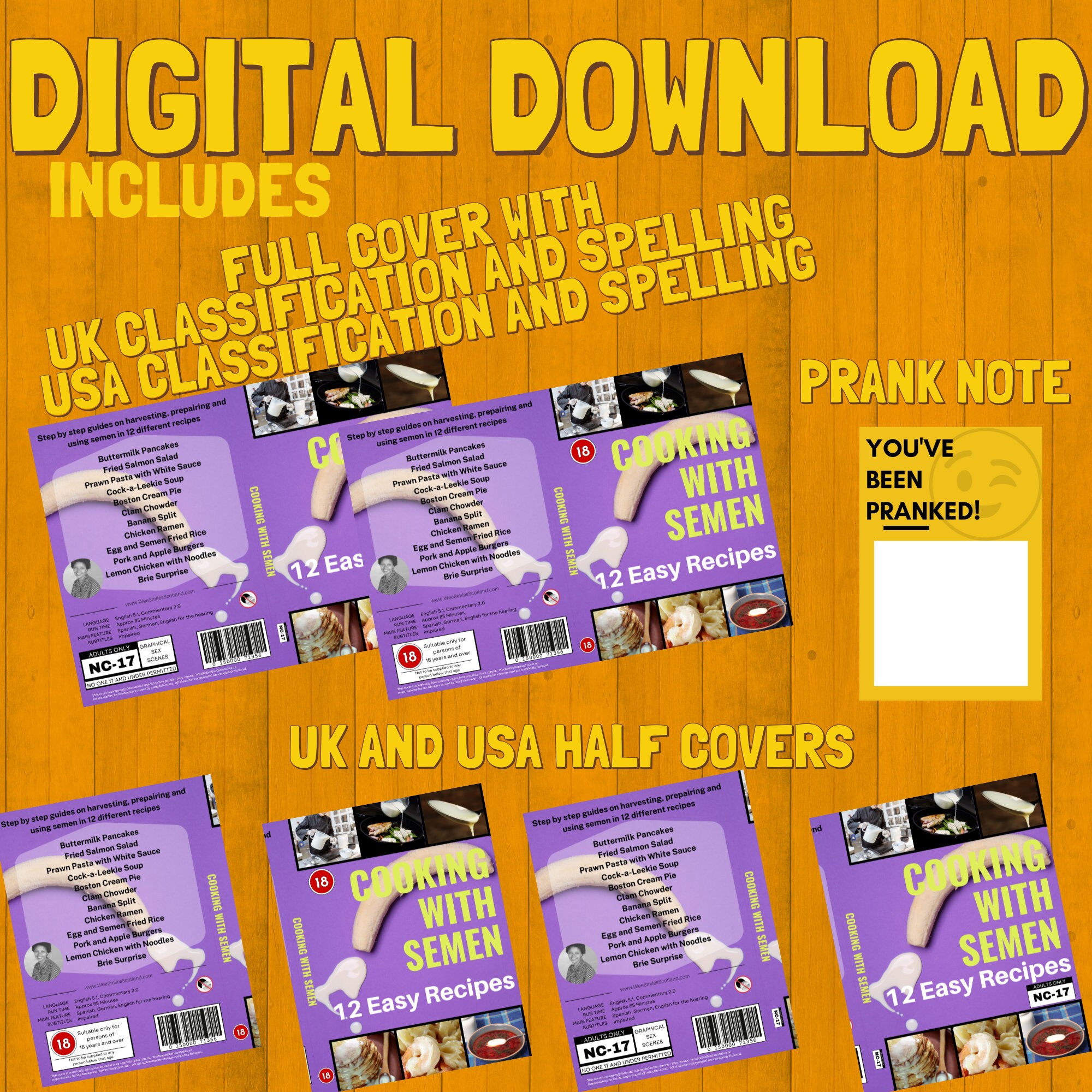 Fake DVD Cover Cooking With Semen Prank Download Print at - Etsy