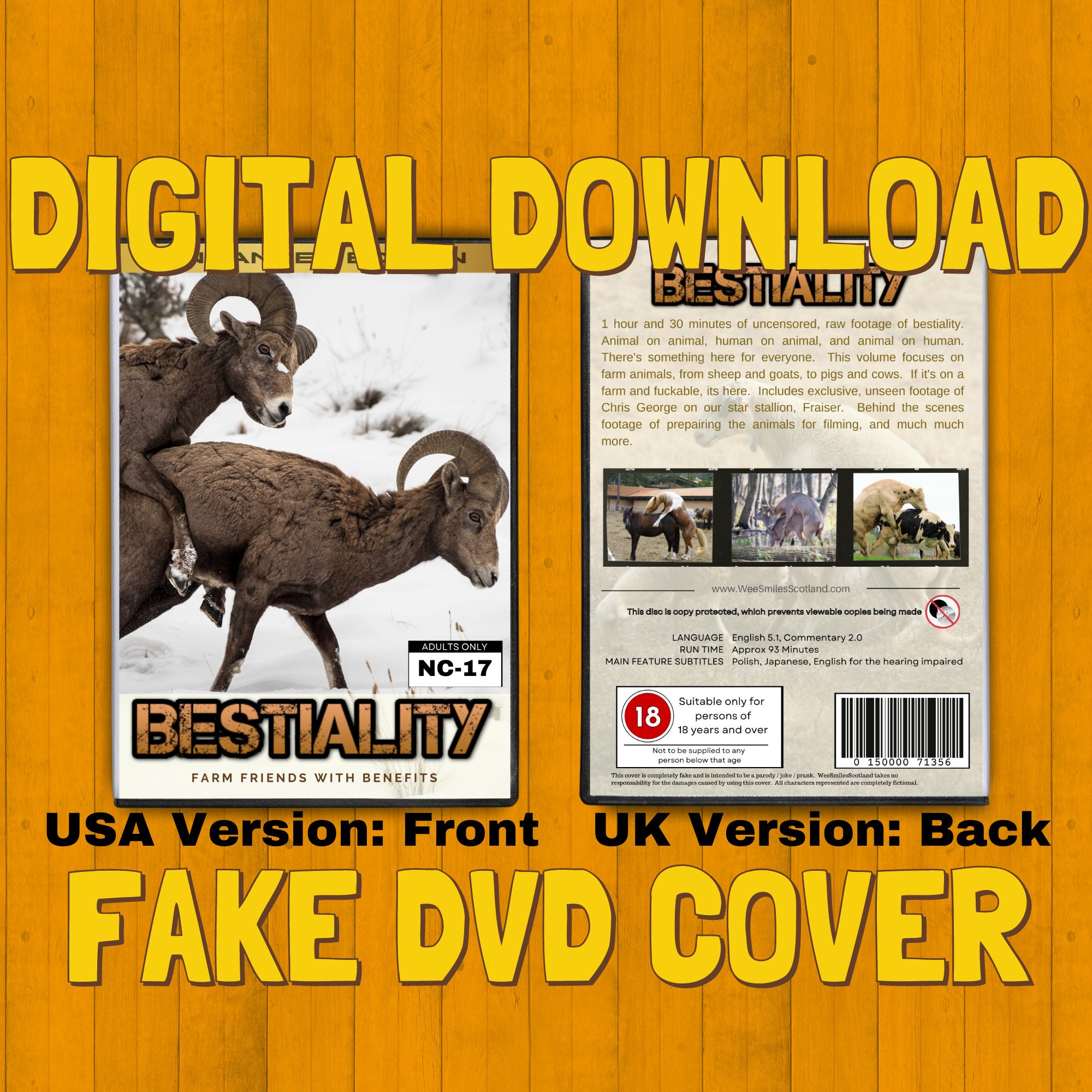 Fake DVD Cover BESTIALITY Prank Download Print at Home - Etsy Australia