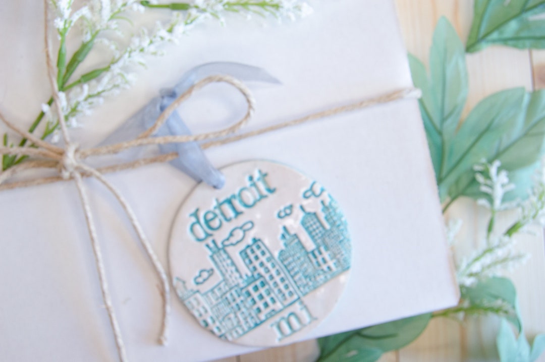 Ornament, Detroit Michigan Stamp, Michigan Detroit Ornament, Detroit ...