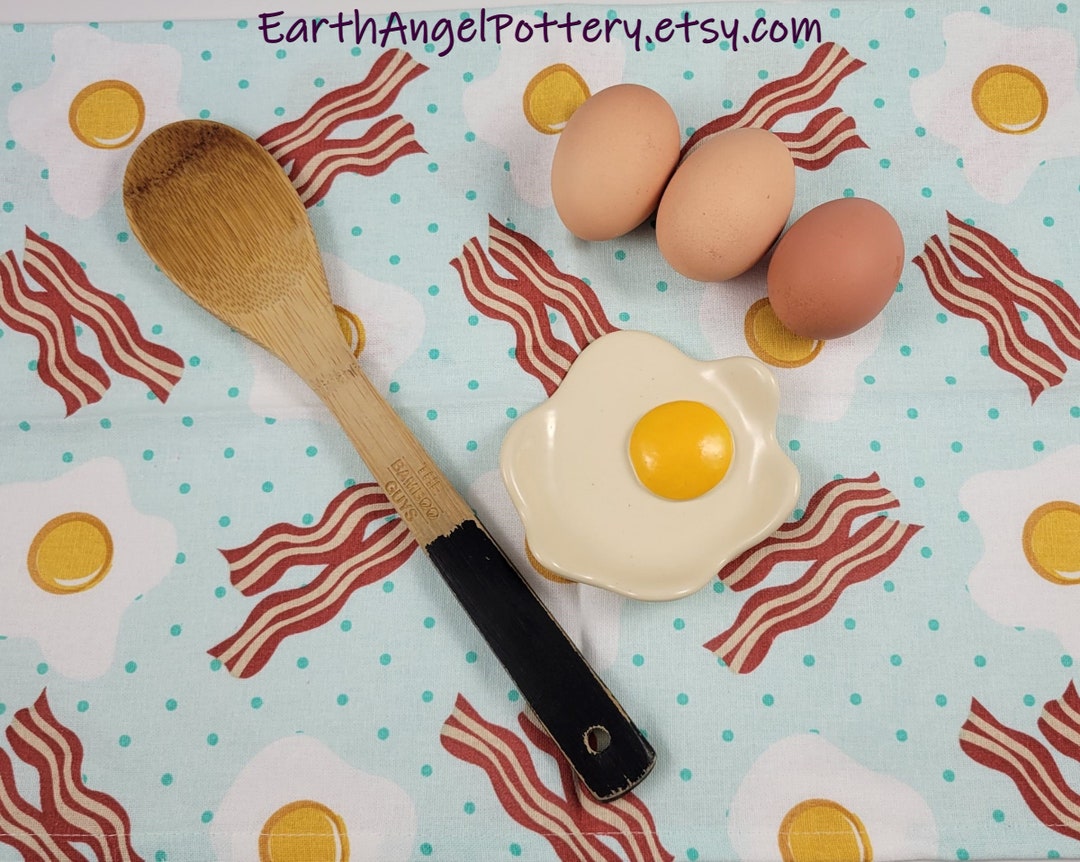 Ceramic Fried Egg Spoon Rest, Utensil Rest, Stove Top Spoon Holder BR4 ...