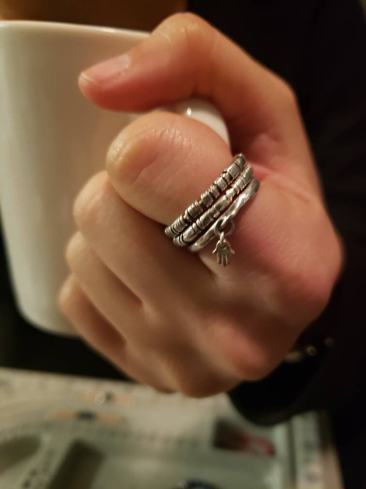 Simple Ring-set of 3-hand Made Silver Rings-wirerap Silver Ring-boho ...