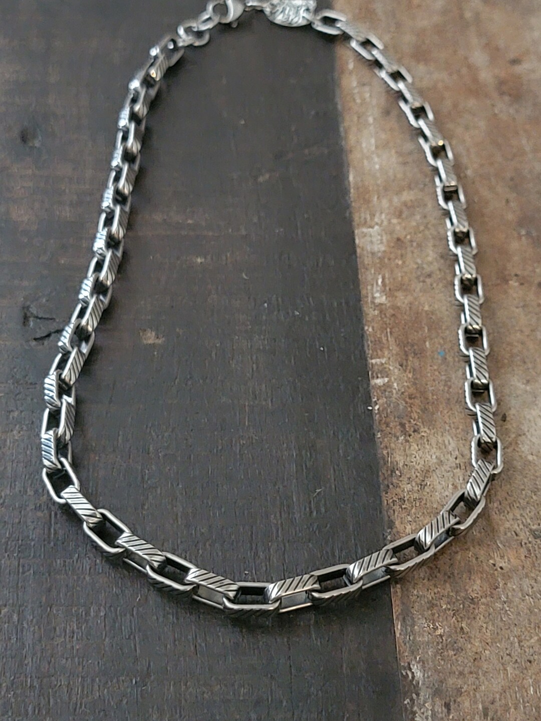 Chain Jewelry-chunky Curd Brass Links Leather Necklace-statement ...