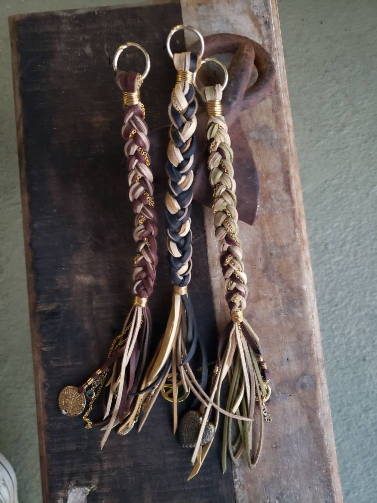Handmade Keychain Leather Keychainbraided Keychain Boho - Etsy