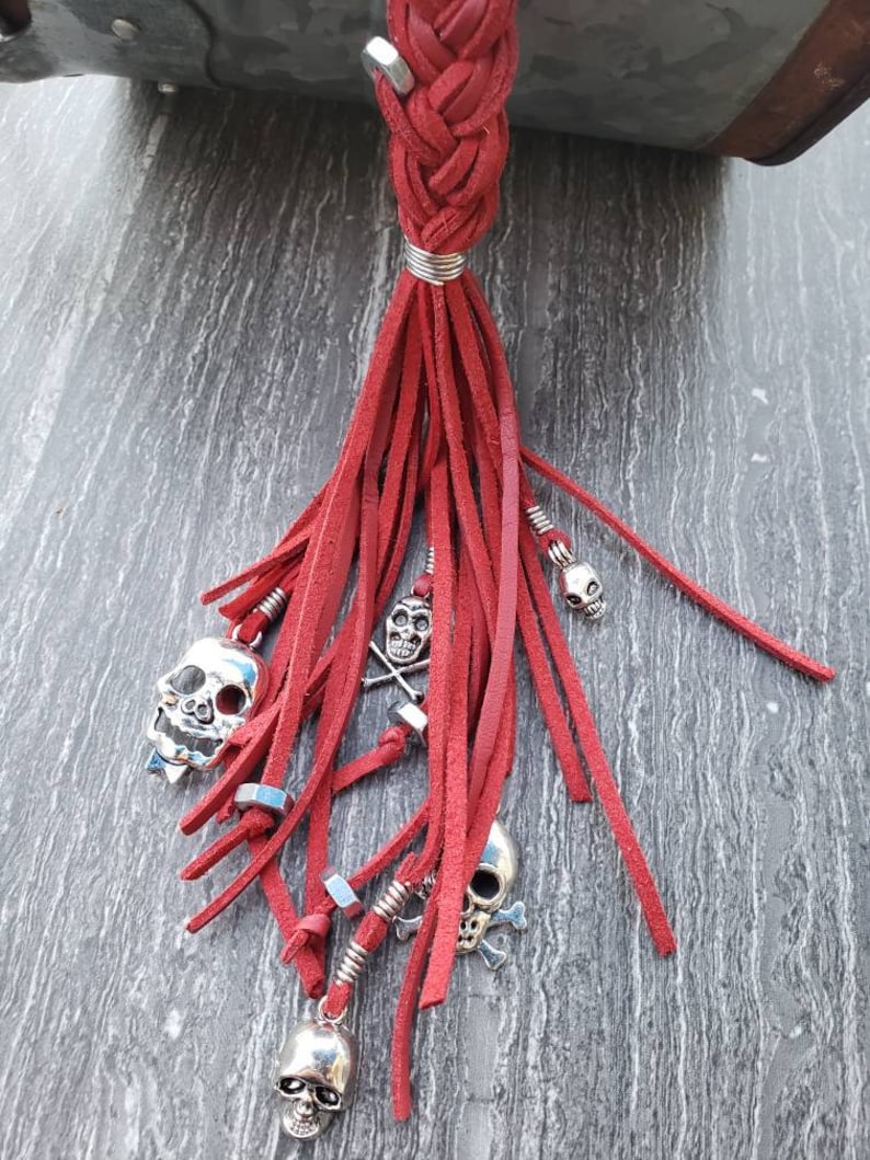 Vegan Keychain-vegan Leather Braided Keychain-skull Key Chain-charms ...