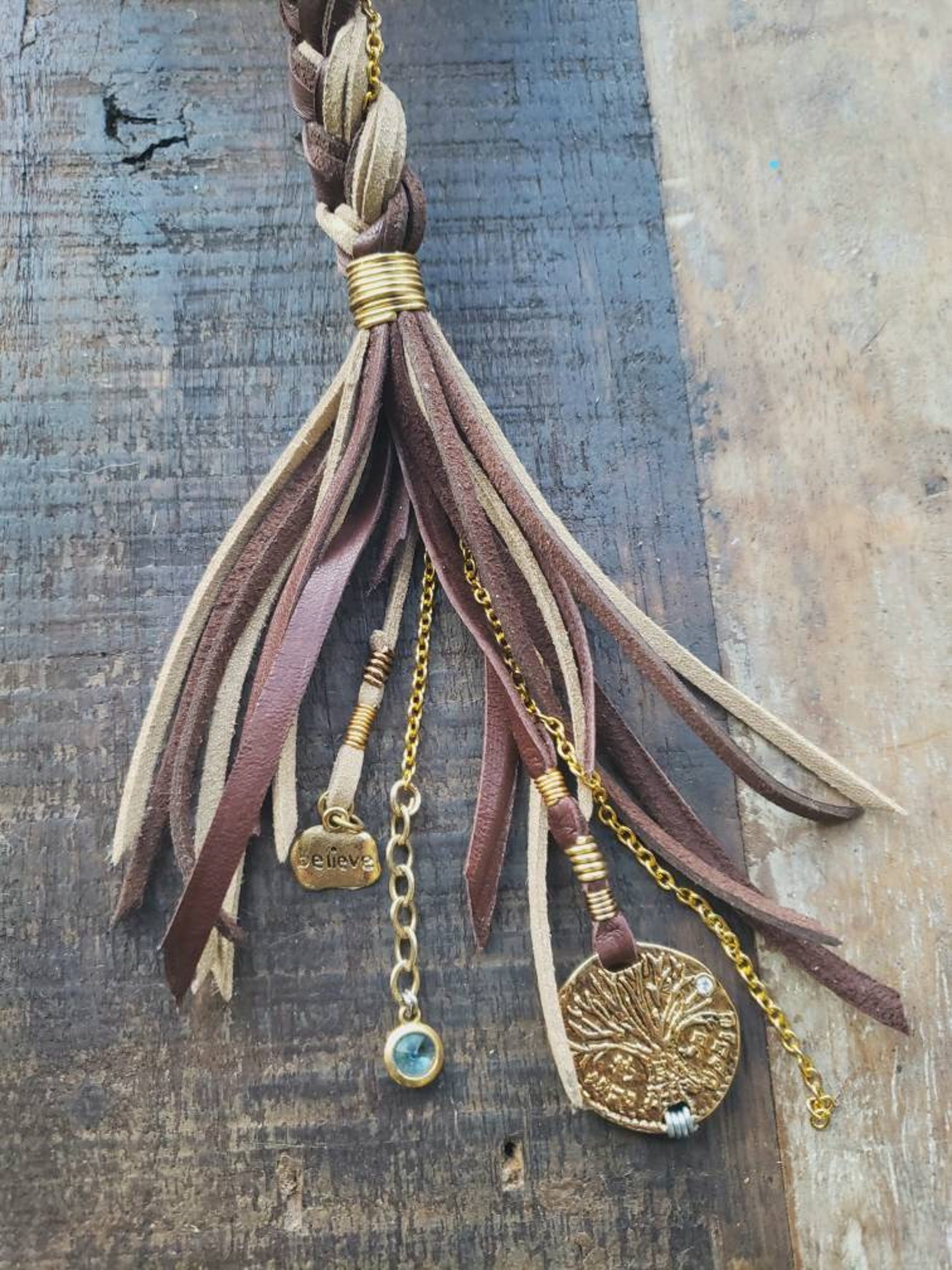 Handmade Keychain Leather Keychainbraided Keychain Boho - Etsy
