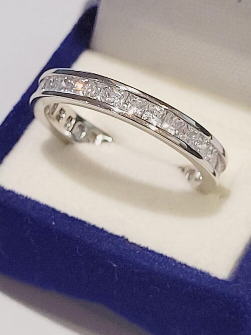 Princess Eternity Band, Princess Wedding Ring, Stackable Princess Band ...