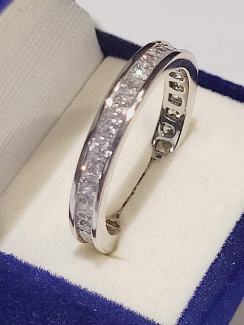 Princess Eternity Band, Princess Wedding Ring, Stackable Princess Band ...