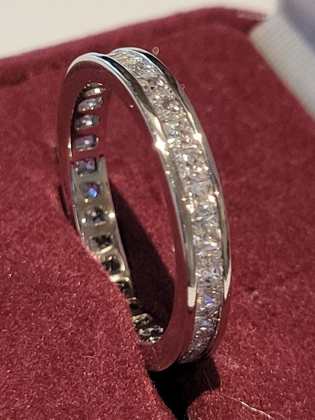 Princess Eternity Band, Channel Set Wedding Band, Stackable Ring ...