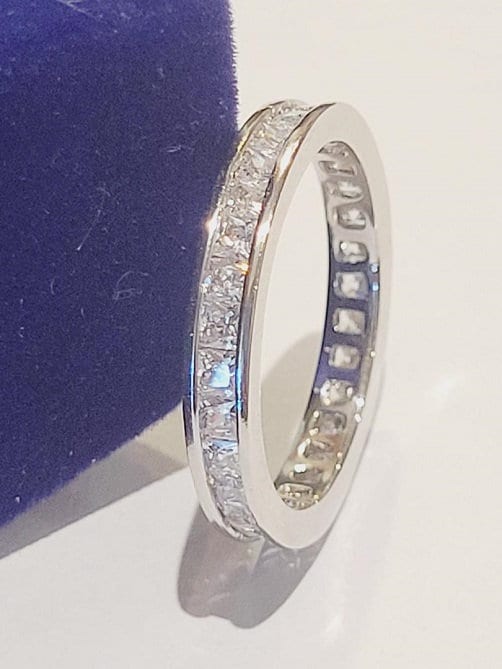 Princess Eternity Band, Princess Wedding Ring, Stackable Princess Band ...