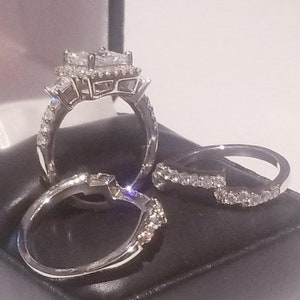 4.50 Ct Princess Cut Wedding Ring Set Engagement Ring Wedding Band ...