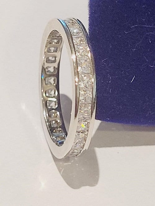 Princess Eternity Band, Princess Wedding Ring, Stackable Princess Band ...