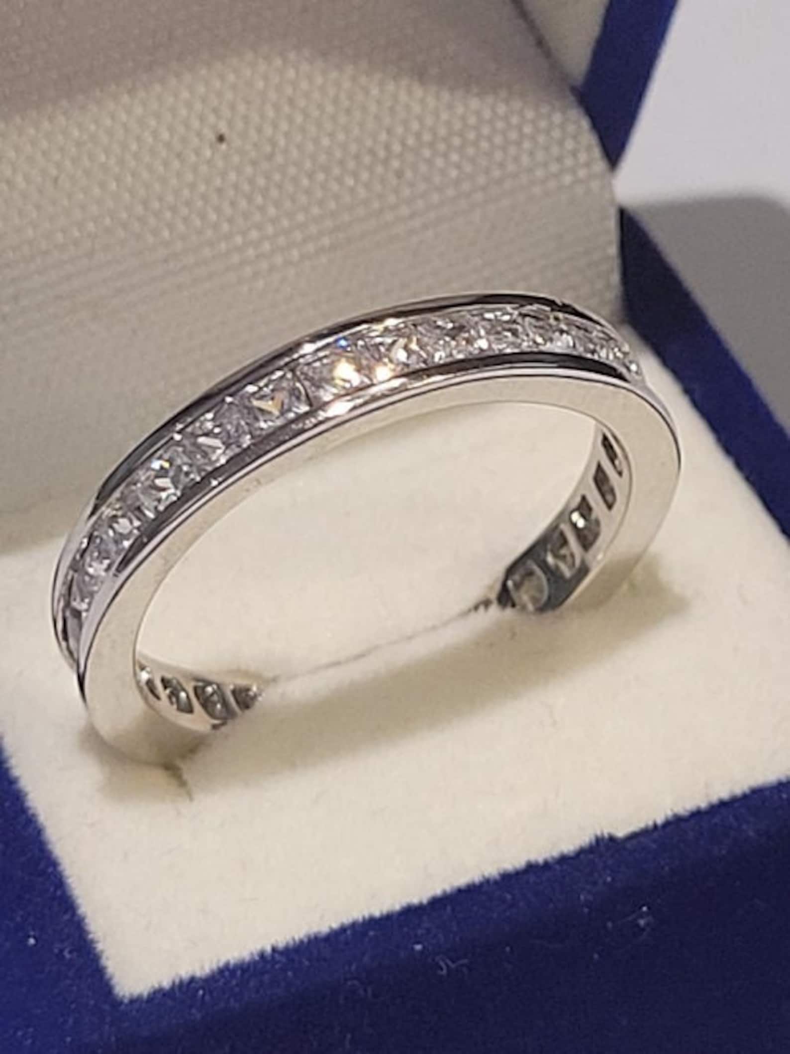 Princess Eternity Band, Princess Wedding Ring, Stackable Princess Band ...