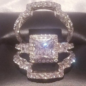 4.50 Ct Princess Cut Wedding Ring Set Engagement Ring Wedding Band ...
