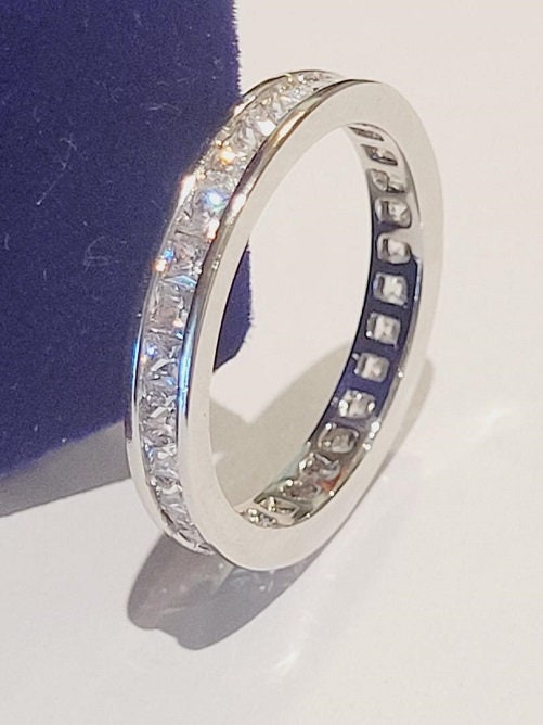 Princess Eternity Band, Princess Wedding Ring, Stackable Princess Band ...