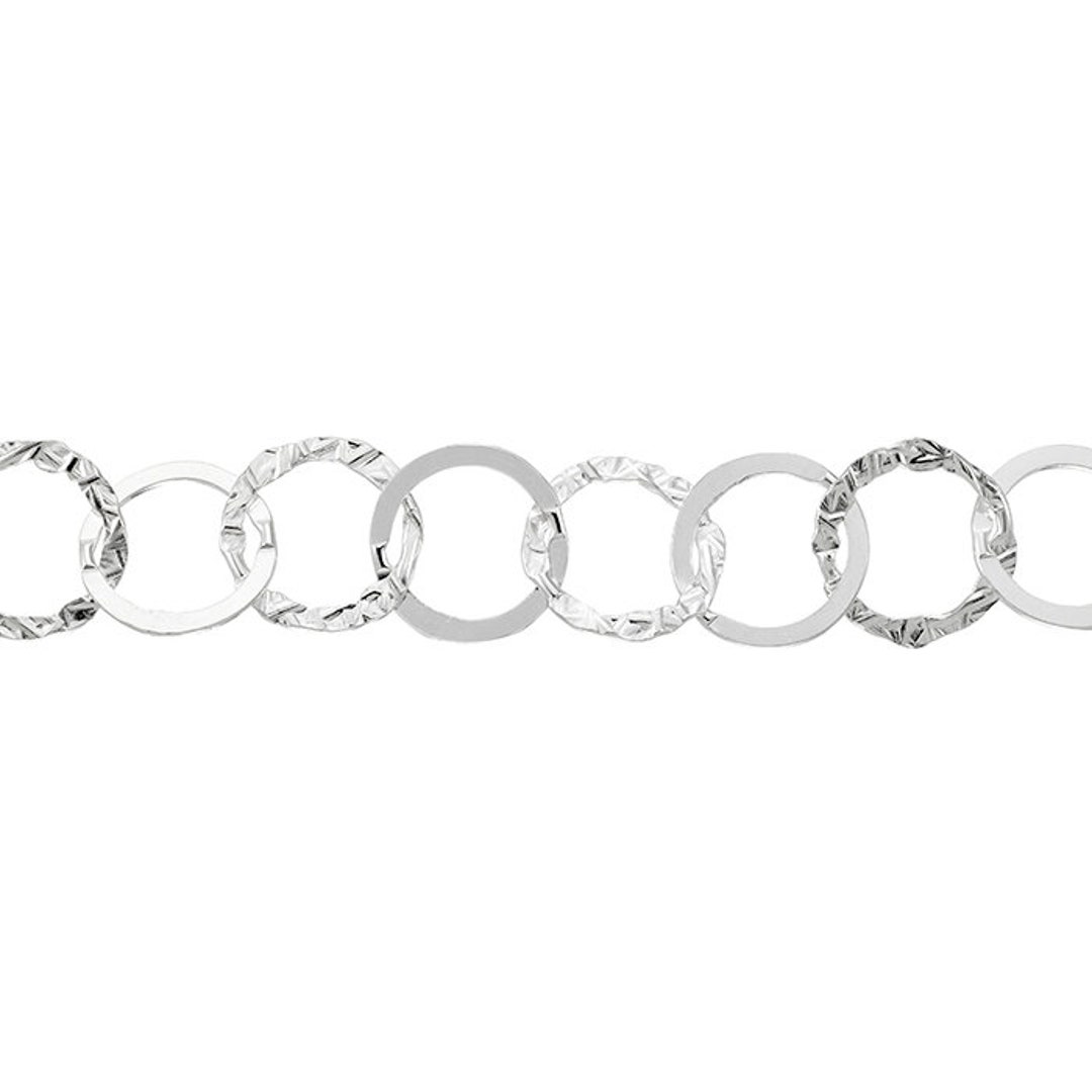 Round Flat Hammered Chain by the Foot - Sterling Silver (SS) 11mm Item ...