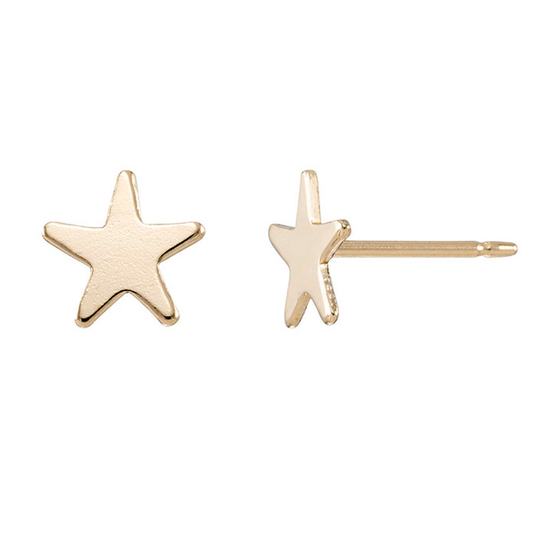 6.6 X 6.6mm Large Star Post Earrings Stud (6pcs) - Gold Filled - Item ...