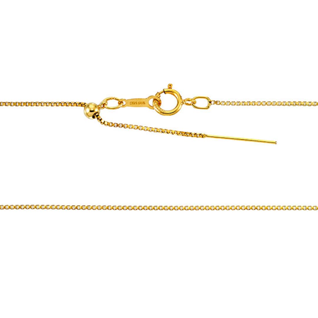 Adjustable/expandable Add Bead 0.85mm Box Chain 22" Necklace With ...