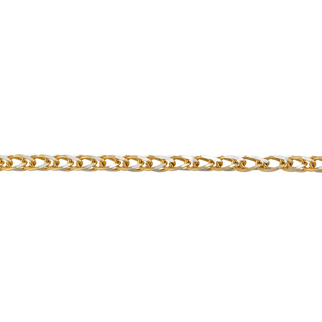 Spiga Diamond Cut Chain by the Foot 3.2mm- Sterling Silver Gold Plated ...