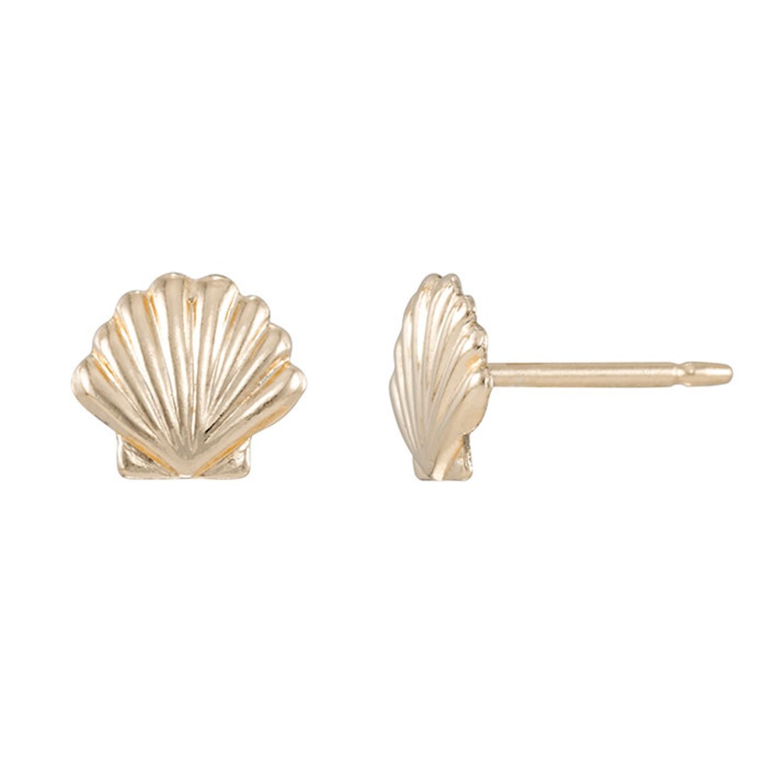6.4 X 5.7mm Sea Shell Post Earrings Studs (6pcs) - Gold Filled - Item ...