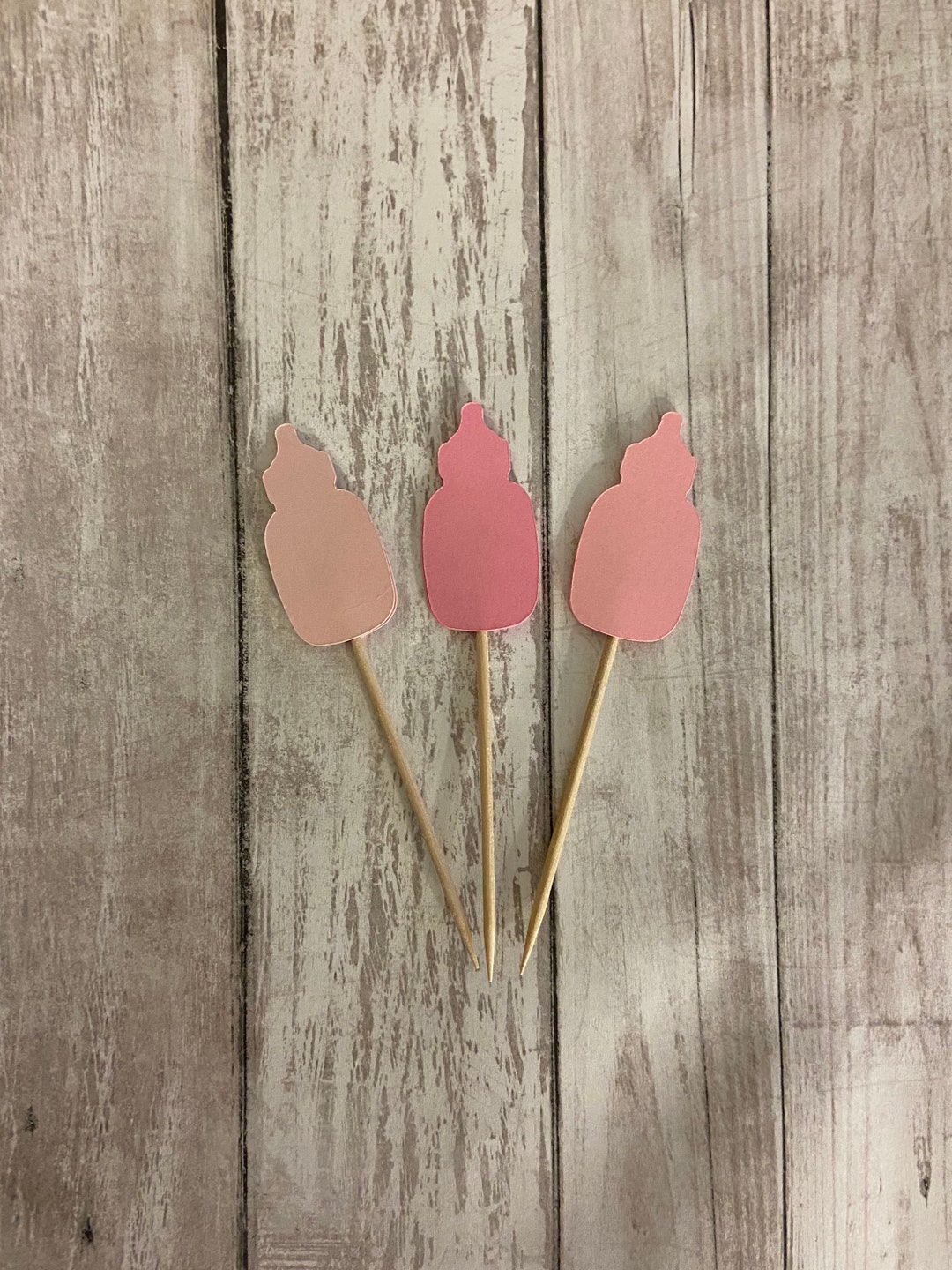 24 Pink Baby Bottle Toothpicks, Baby Shower, Girl Baby Shower ...