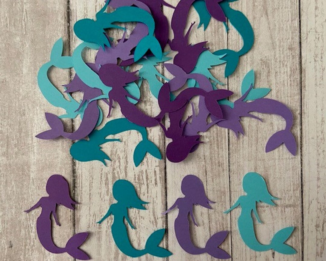 100 Assorted Mermaid Confetti, Die Cut, Mermaid Baby Shower, Under the ...