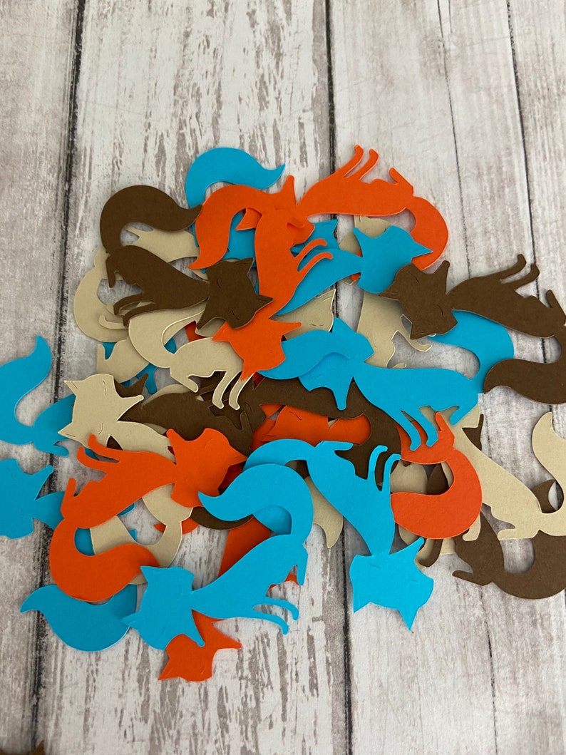 100 Assorted Fox Confetti, Die Cut Fox, Baby Shower Confetti, Woodland ...