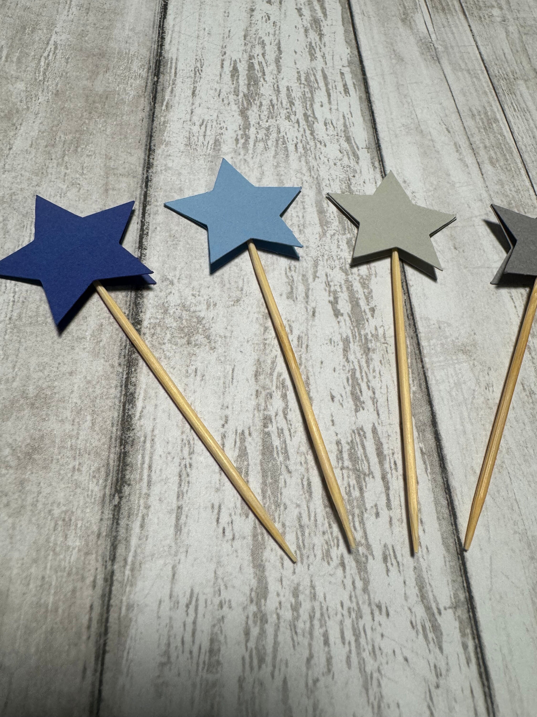 24 Blue and Grey Star Toothpicks, Baby Shower, Birthday, Wedding ...