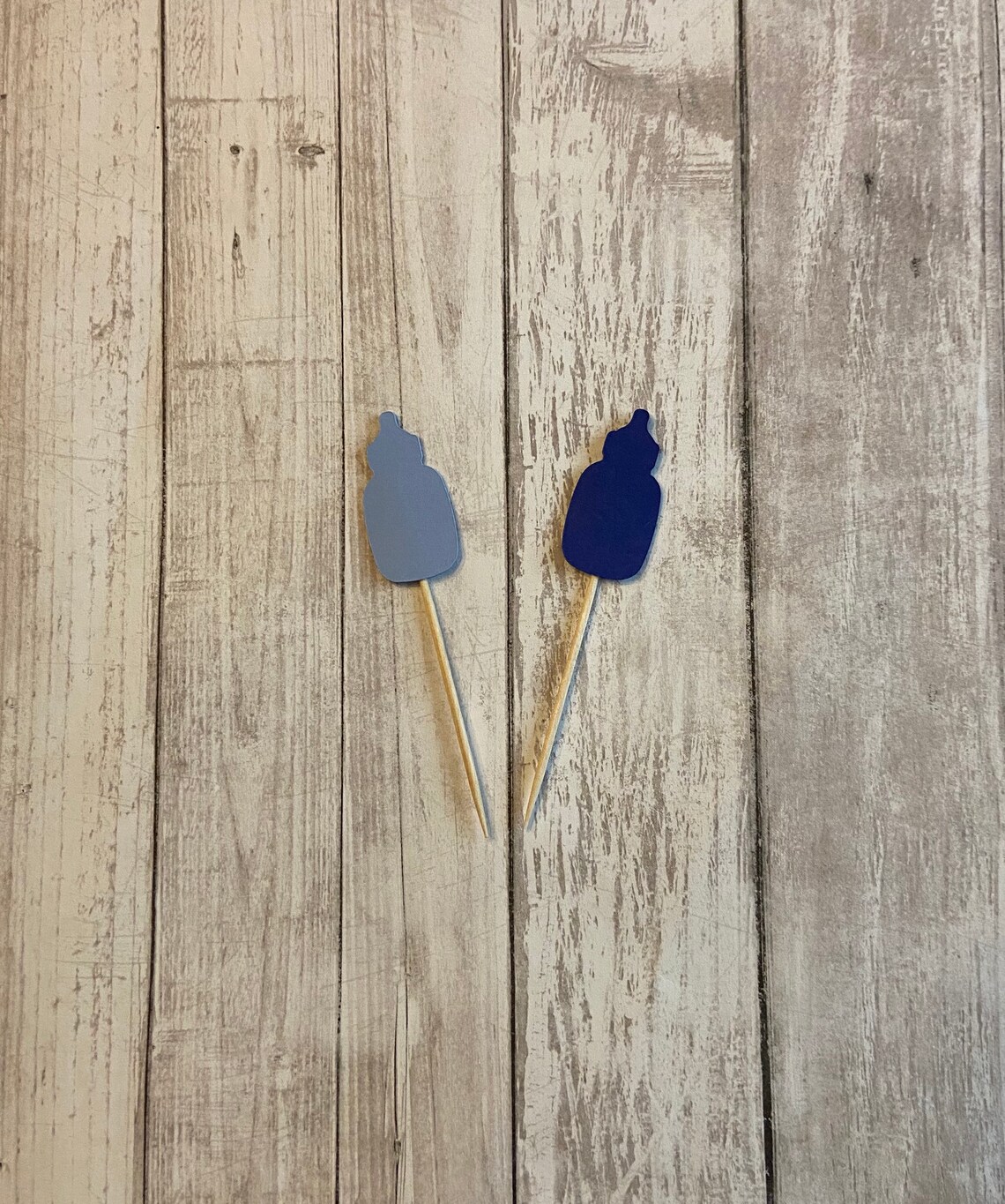 24 Blue Baby Bottle Toothpicks, Baby Shower, Boy Baby Shower Toothpicks ...
