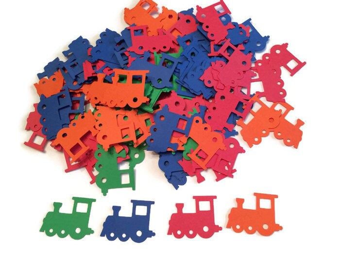 100 Assorted Train Confetti, Die Cut Train, Baby Shower, Train Theme ...