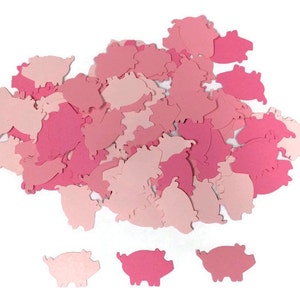 100 Assorted Pink Pig Confetti, Die Cut Pig, Farm Baby Shower, Farm ...