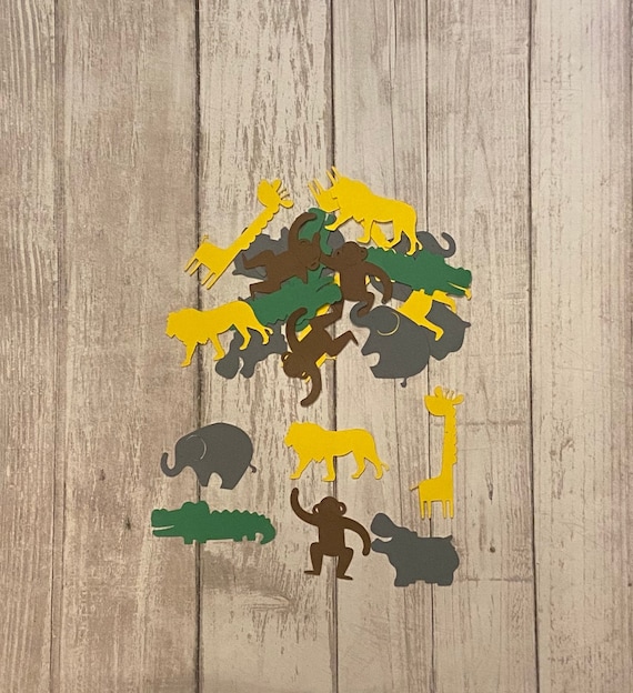 100 Assorted Jungle Animal Confetti Die Cut Animals Baby | Etsy
