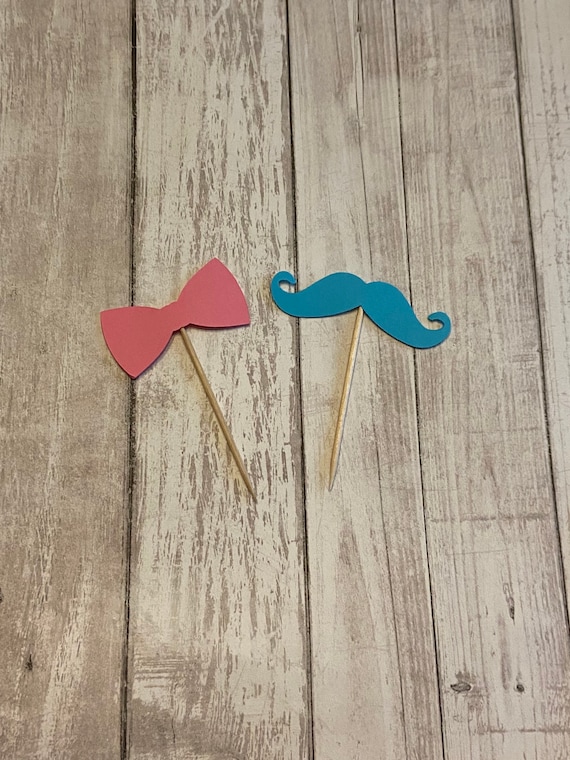 24 Mustache and Bow Toothpicks Twin Baby Shower Mustache | Etsy