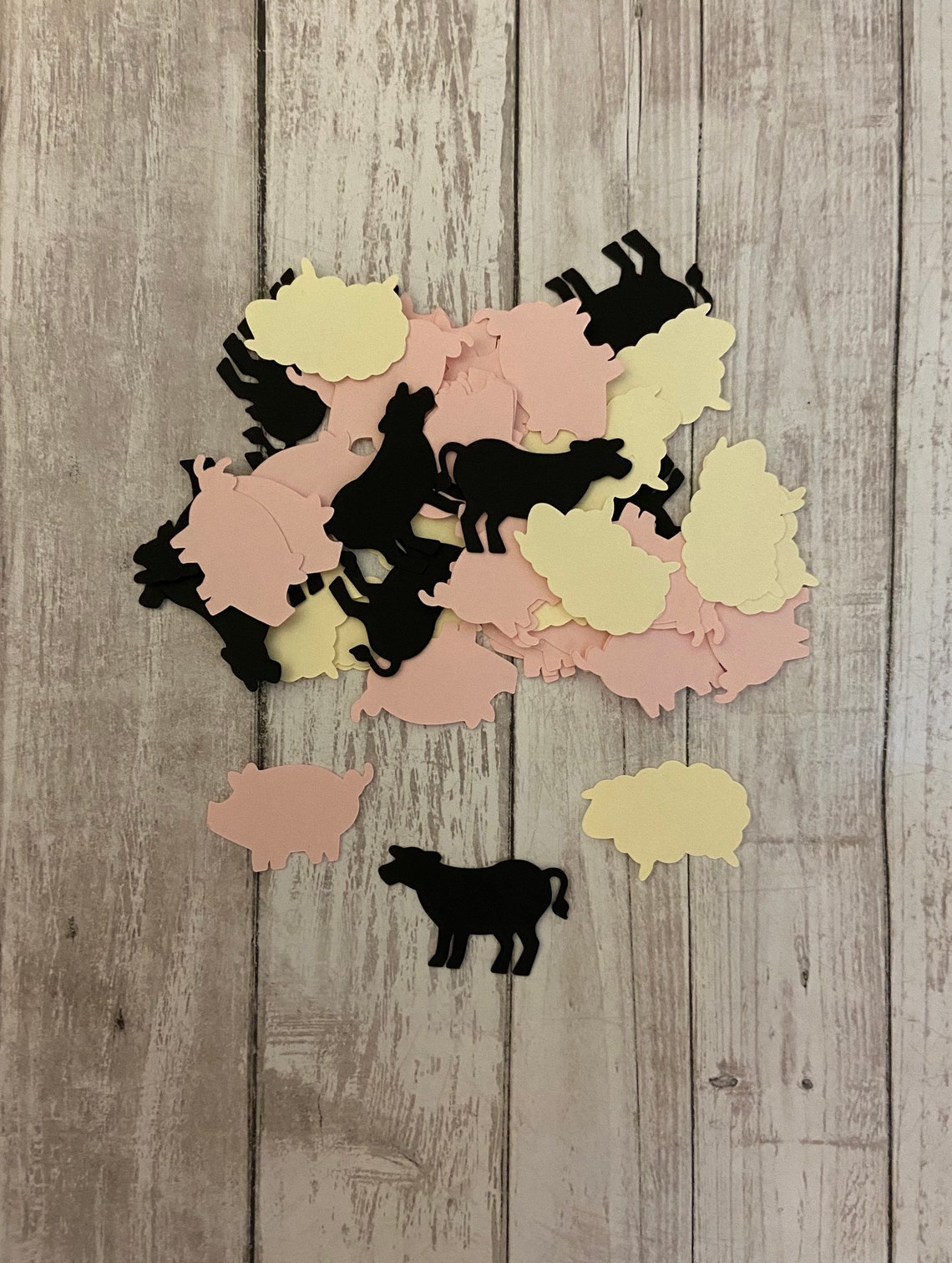100 Assorted Cow Pig and Sheep Confetti, Die Cut, Farm Baby Shower ...