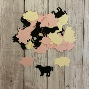 100 Assorted Cow Pig and Sheep Confetti, Die Cut, Farm Baby Shower ...