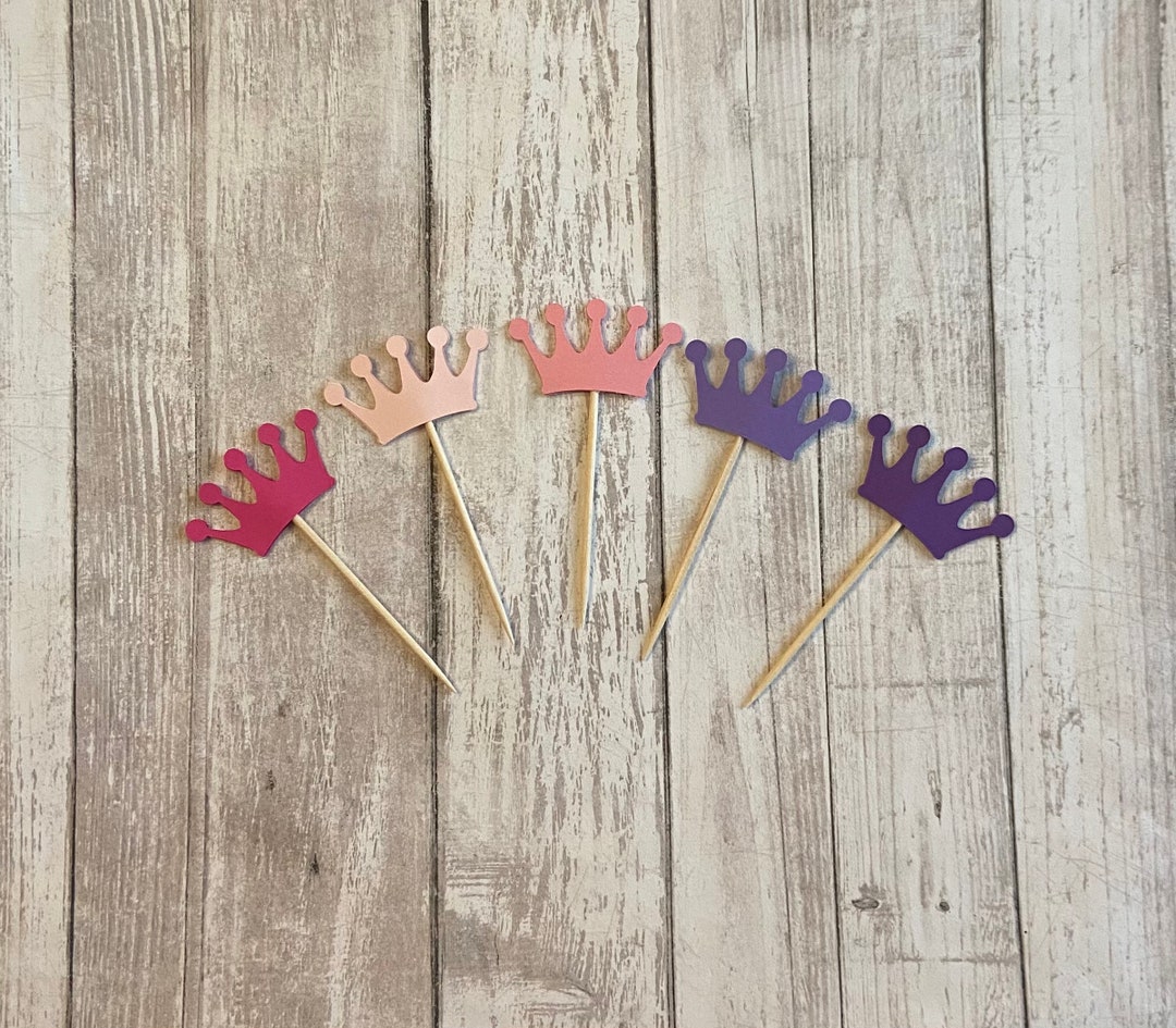 24 Princess Crown Toothpicks, Princess Baby Shower, Birthday Party ...